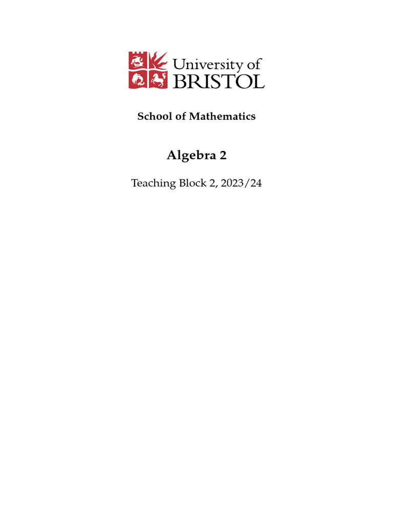 Algebra 2 2024 | PDF | Ring (Mathematics) | Field (Mathematics)