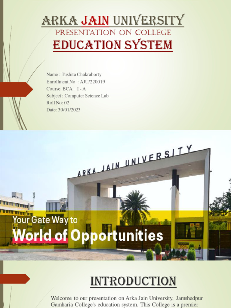 Arka Jain University Education Overview | PDF | Business