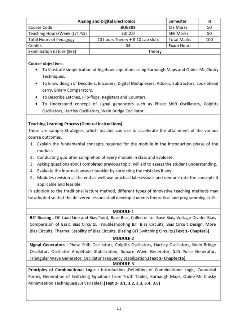 ADE Syllabus | PDF | Electronic Oscillator | Electronic Engineering