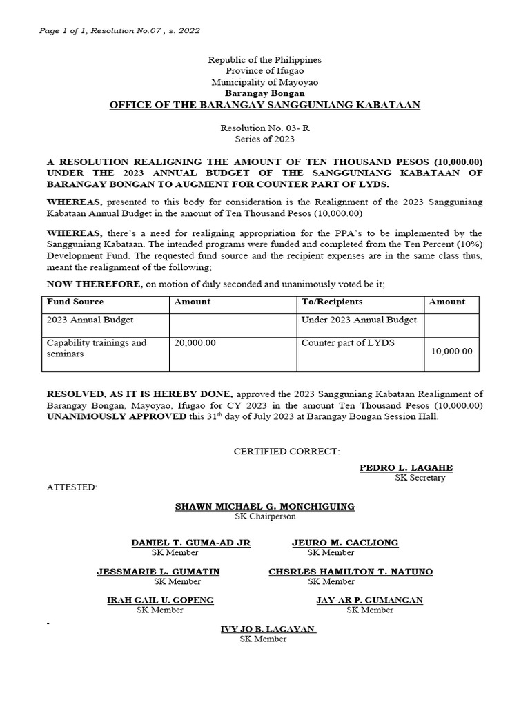 Revised Resolution of Realignment | PDF | Philippines | Government