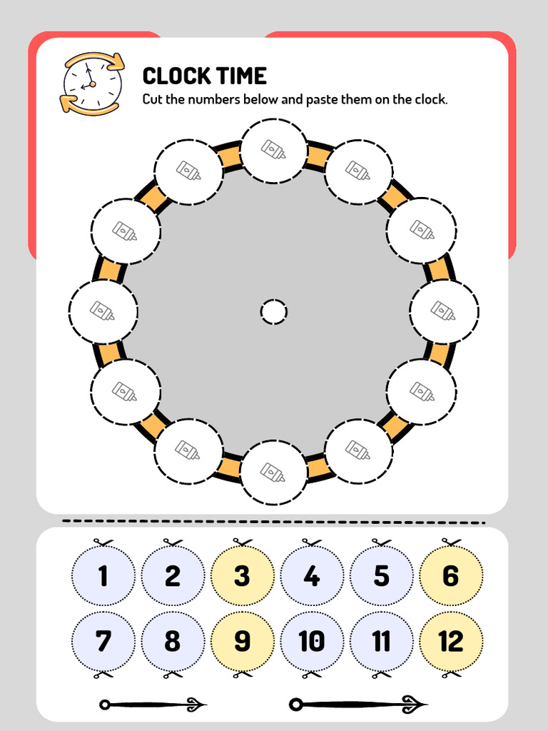 Telling the Time Domino Game Worksheet in White and Blue Simple Style | PDF