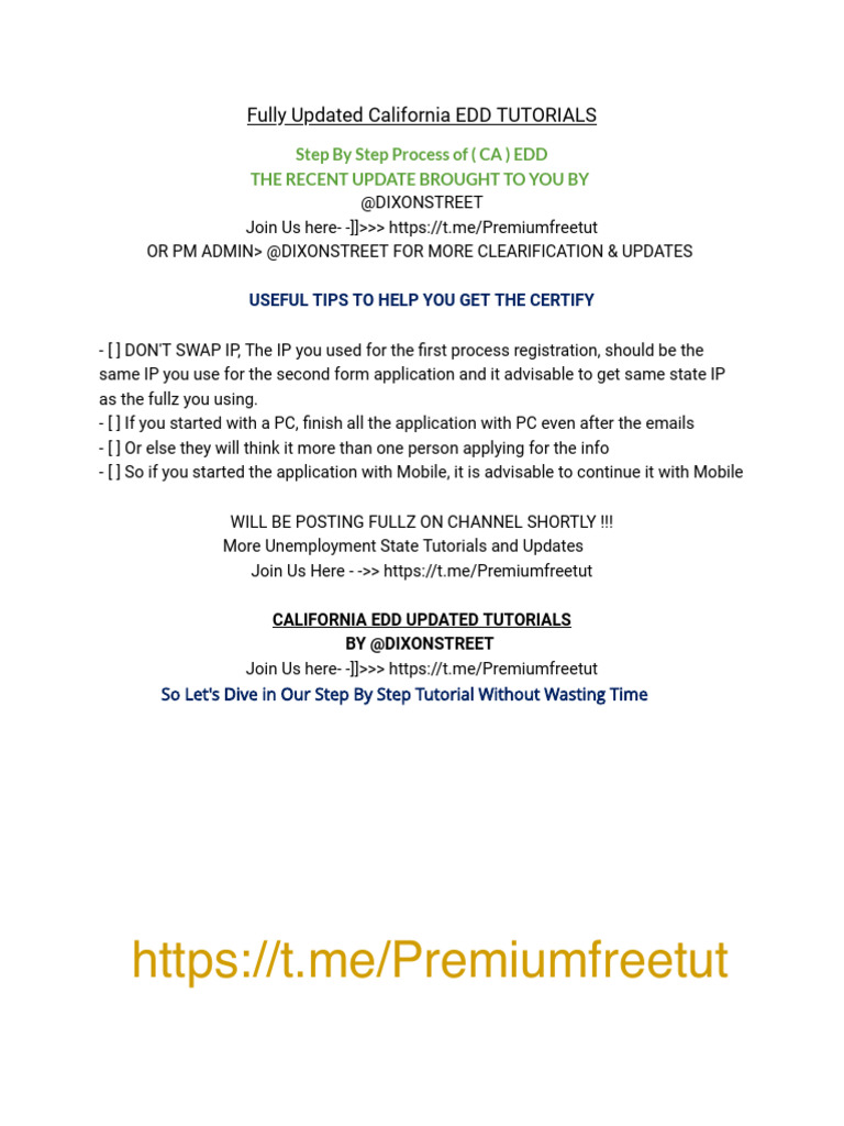 Fully Updated California EDD TUTORIALS. | PDF