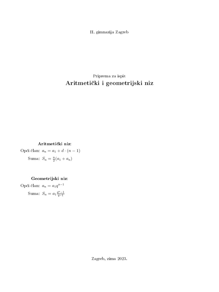 Aritmeticki I Geometrijski Niz | PDF