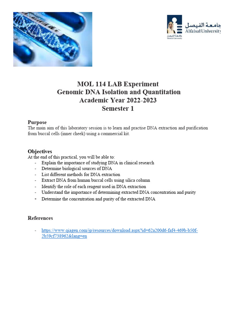 Mol 114 Lab Handout | PDF | Protein Purification | Dna