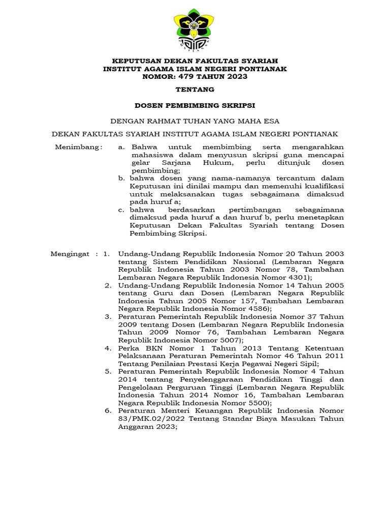 Keputusan Dosen Pembimbing Skripsi | PDF | Karier & Perkembangan