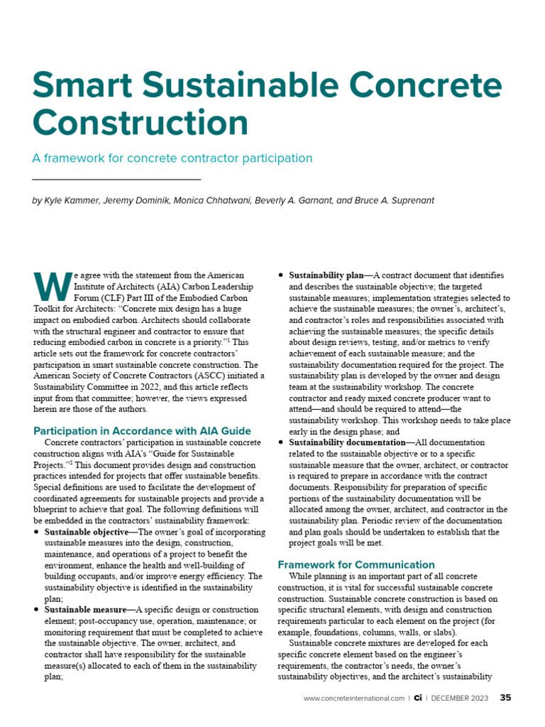 Concrete Inc - Smart Sustainable Concrete Construction | PDF | Concrete ...