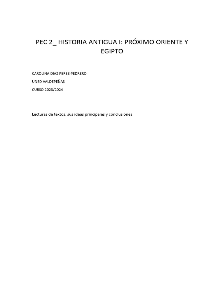 PEC 2.docxTEXTOS | PDF | Hititas | Antiguo Egipto