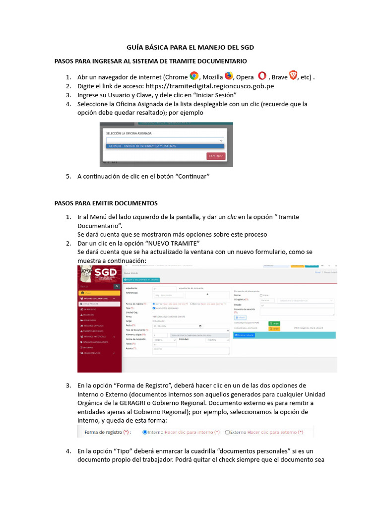 Pasos Sistema de Tramite Documentario | PDF | Ventana (informática) | Software