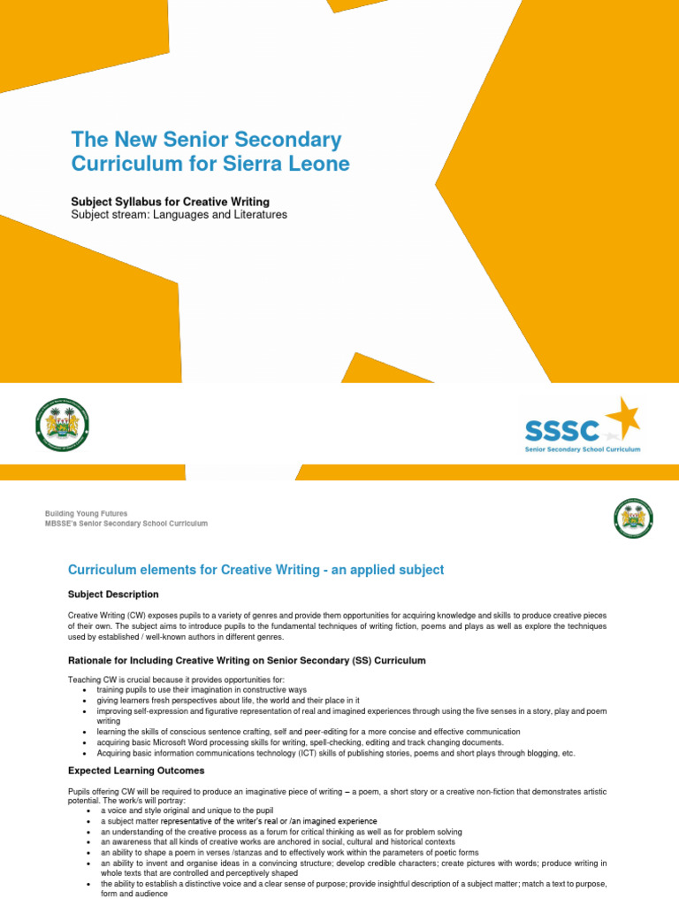 SSS-Syllabus-Creative-Writing- (1) | PDF | Poetry | Curriculum