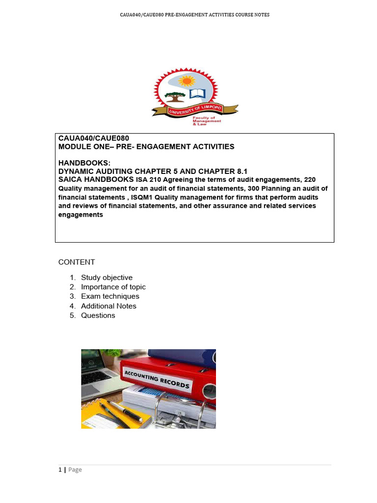 Pre-Engagement Audit Activities Guide | PDF | Audit | Financial Audit