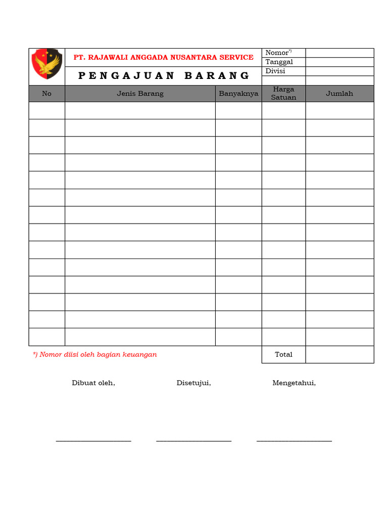 Form Permintaan Barang | PDF