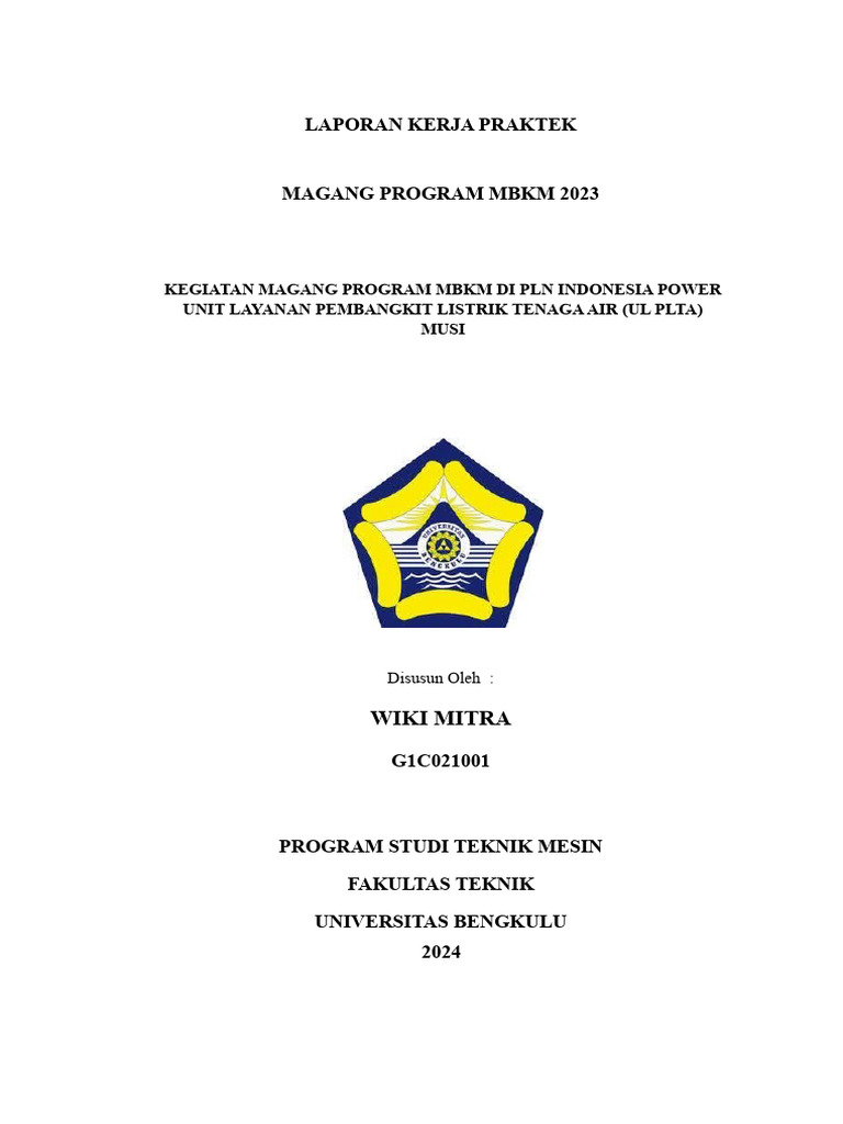 Laporan Magang Teknik Mesin di PLTA | PDF | Teknologi & Rekayasa