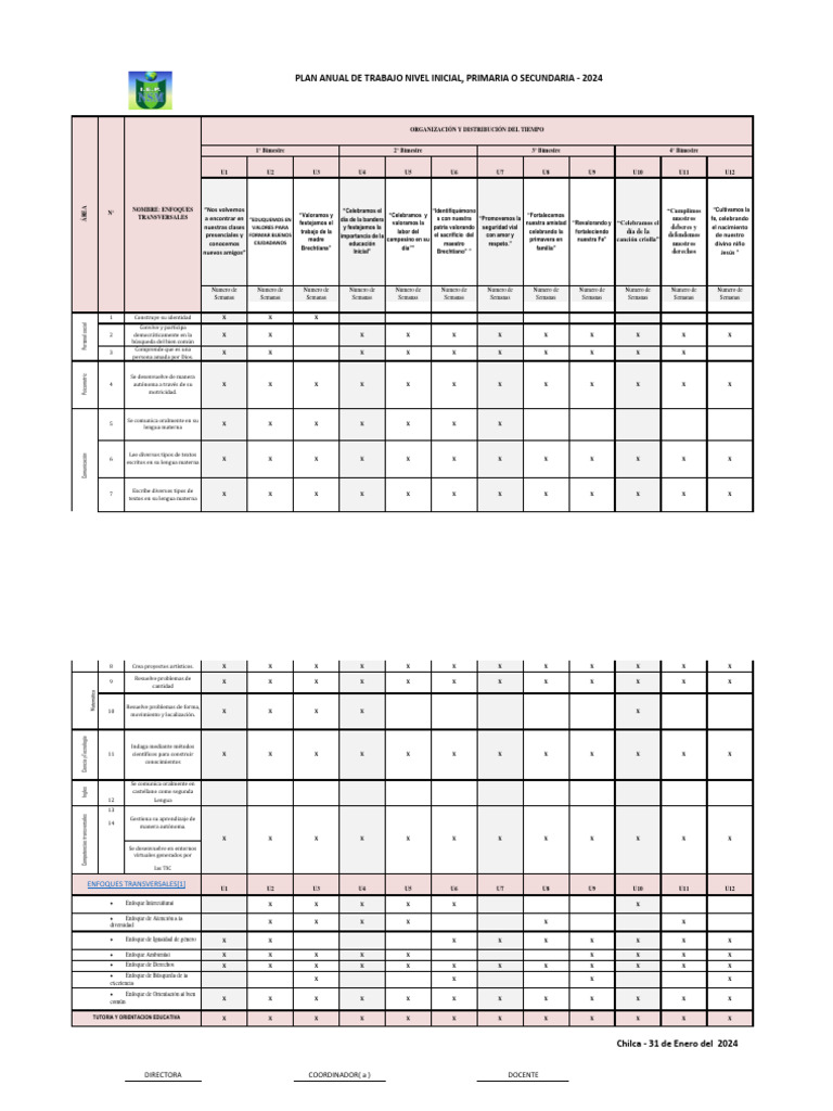 Planificacion Anual 2024 | PDF | Aprendizaje