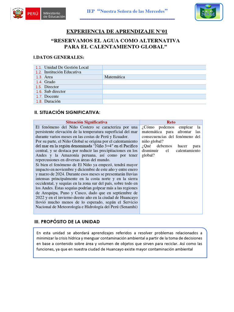 Modelo Unidad de Aprendizaje 2024 | PDF | Enseñando | El niño
