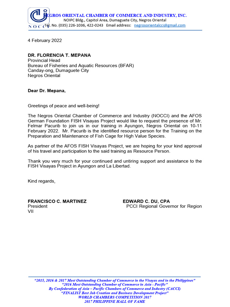 Letter To Bfar-Neg - or | PDF