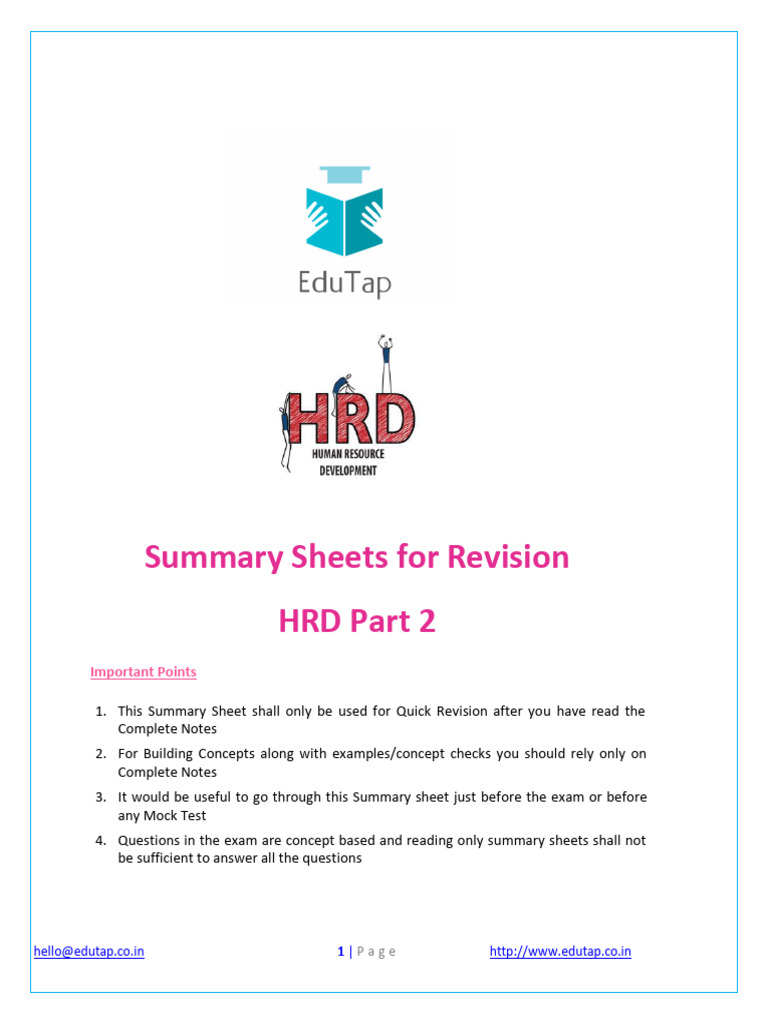 Summary Sheet - HRD Part 2 Lyst4854 | PDF | Power (Social And Political ...