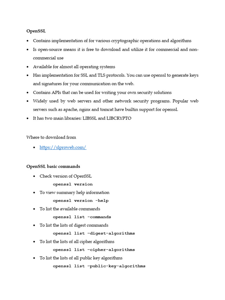 OpenSSL: Cryptography & Commands Guide | PDF | Key (Cryptography) | Cryptography