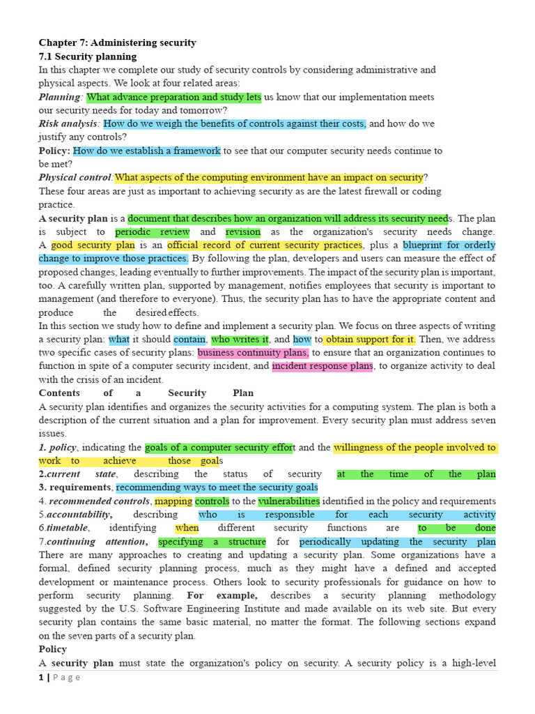 Chapter 7 Administering Security-Unlocked | PDF | Risk | Risk Management