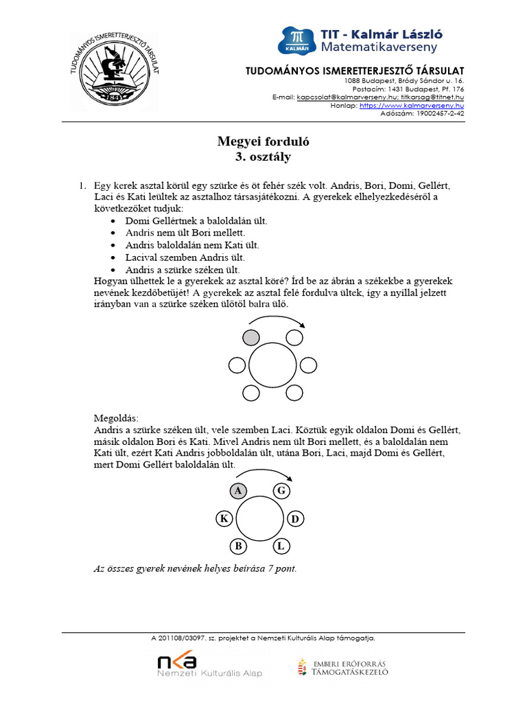 Megyei - Fordulo 3 - Evfolyam Megoldas 2023 | PDF