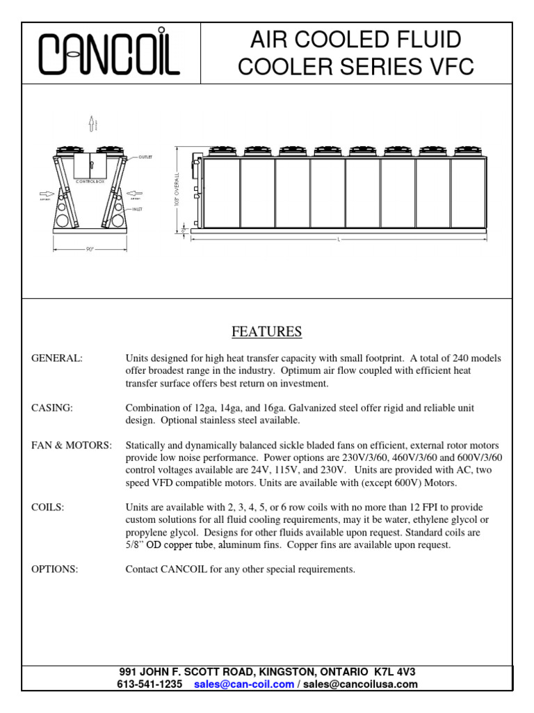 AIR COOLED FLUID COOLER SERIES VFC Submittal R1 | PDF | Pipe (Fluid ...