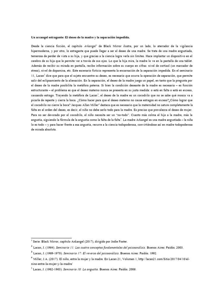 El deseo materno en Arkangel de Black Mirror | PDF | Jacques Lacan