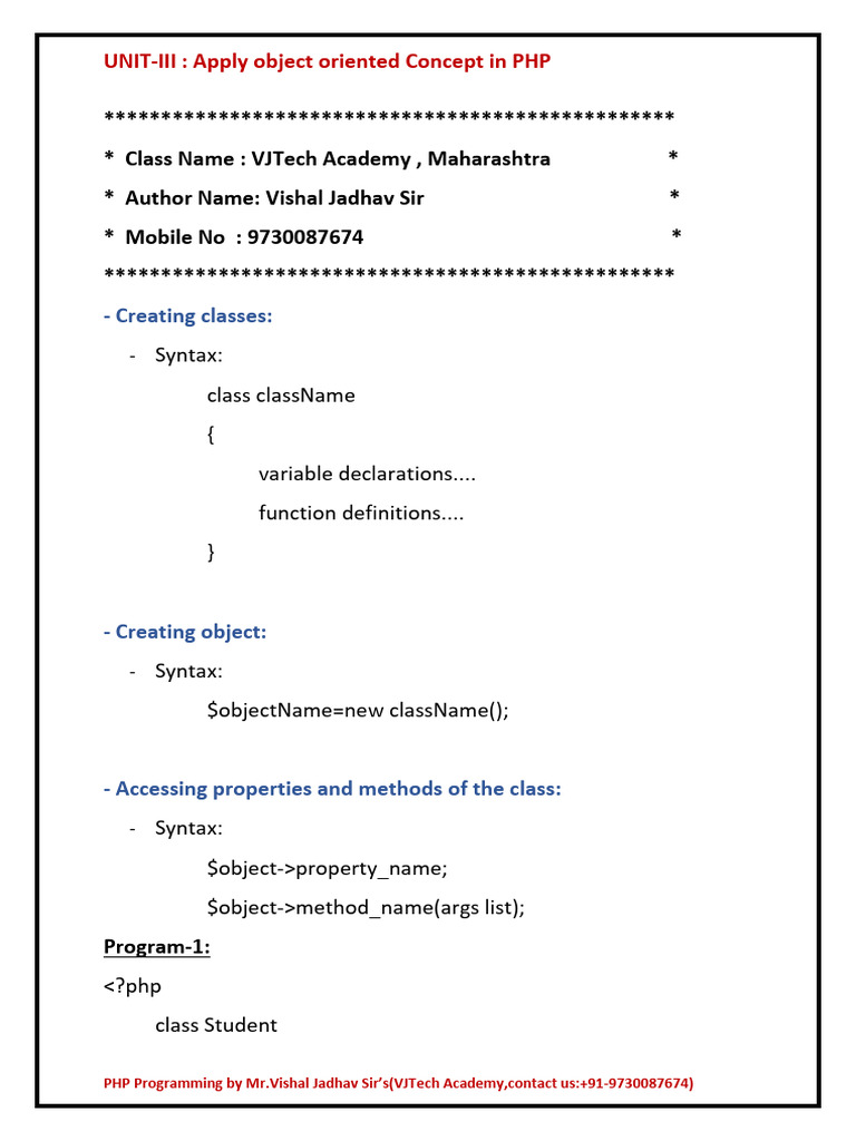 UNIT-III | PDF | Method (Computer Programming) | Class (Computer Programming)