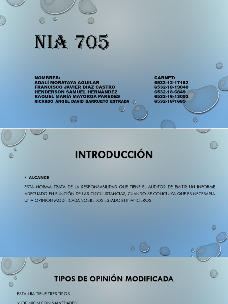 Presentación NIA 705 Grupo 2 | PDF | Auditoría