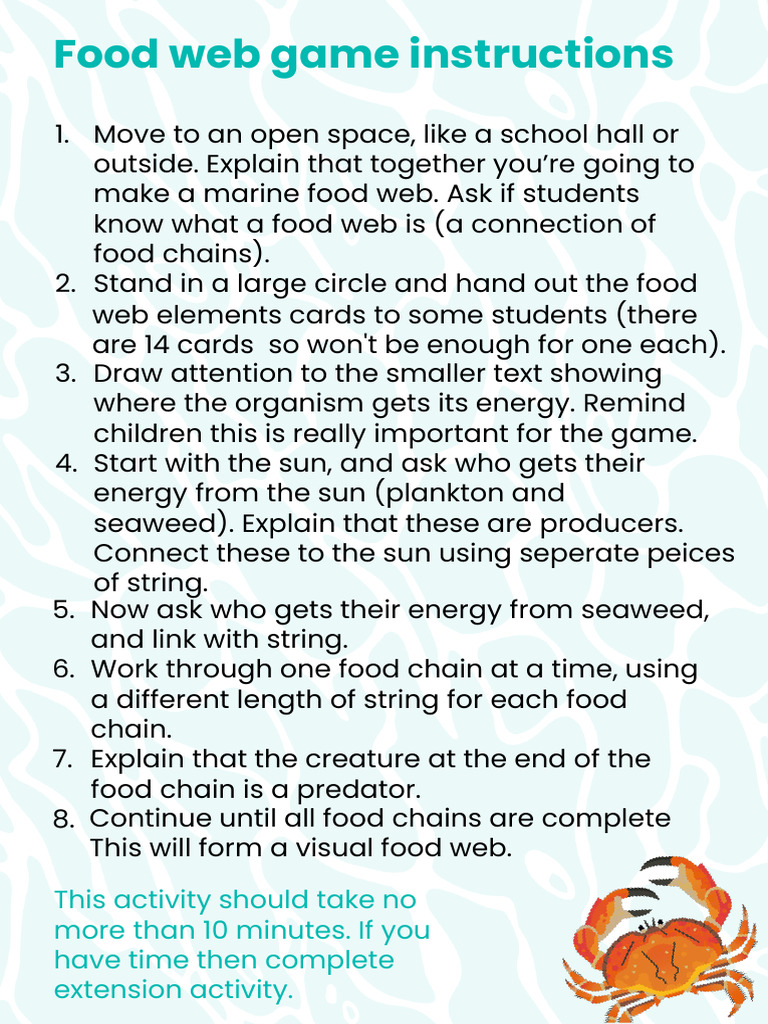 Food Web Game - ENG | PDF | Food Web | Mussel