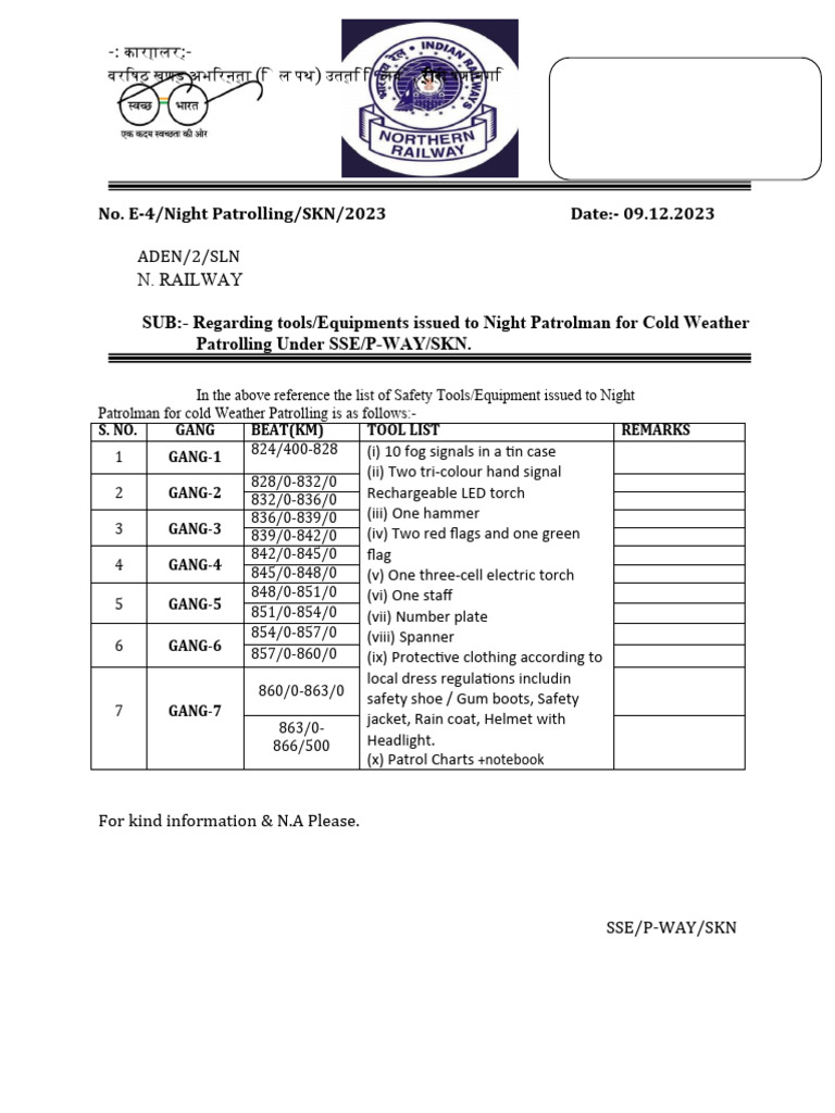 Cold Weather Patrolling Letter | PDF