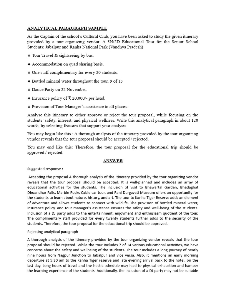 Analytical Paragraph Sample | PDF