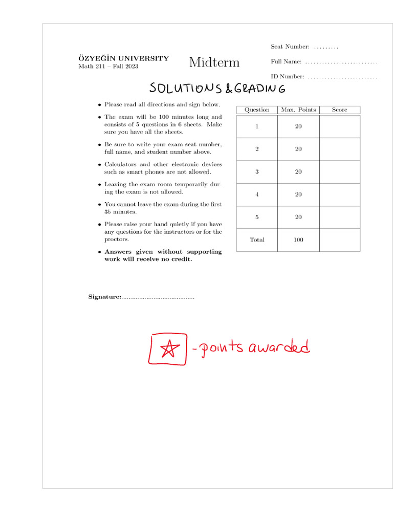 Math 211 Fall 2023 Midterm Exam Solutions Pdf
