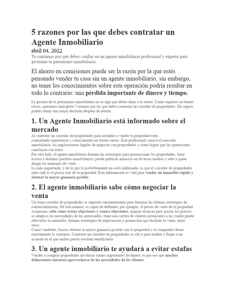 5 Razones Por Las Que Debes Contratar Un Agente Inmobiliario ... 5 Razones Por Las Que Debes Contratar Un Agente Inmobiliario ...