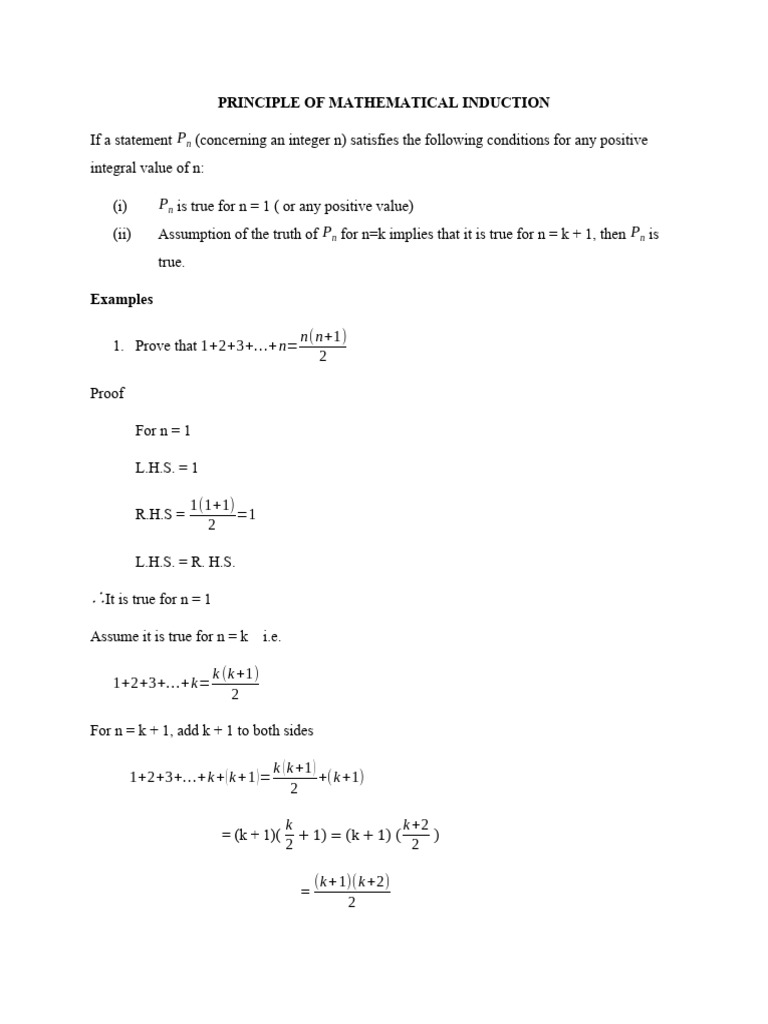 Principle of Mathematical Induction | PDF | Mathematical Proof | Syntax ... Principle of Mathematical Induction | PDF | Mathematical Proof | Syntax ...