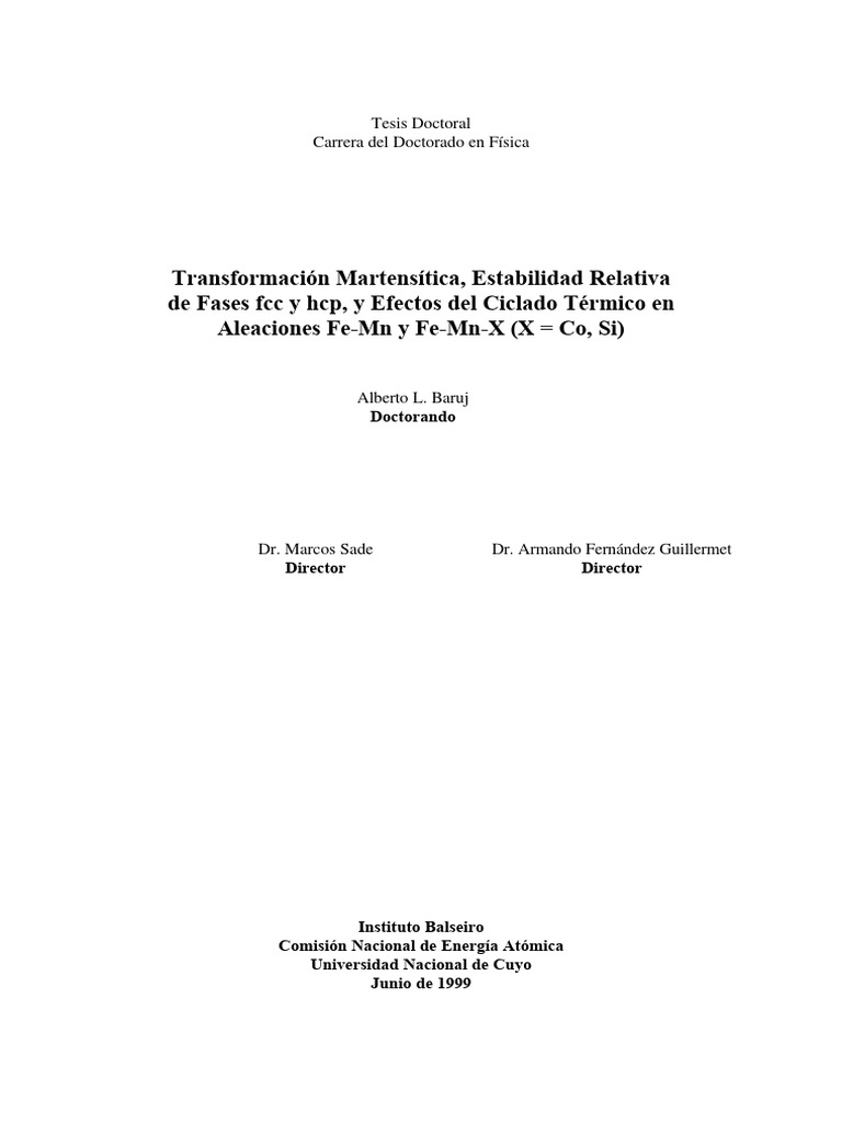 Transformación Martensítica, Estabilidad Relativa de Fases FCC y HCP, y ...