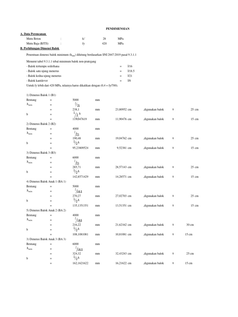 Preliminary Balok | PDF