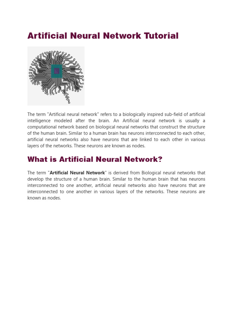 Artificial Neural Network Tutorial | Download Free PDF | Artificial Neural Network | Neuron