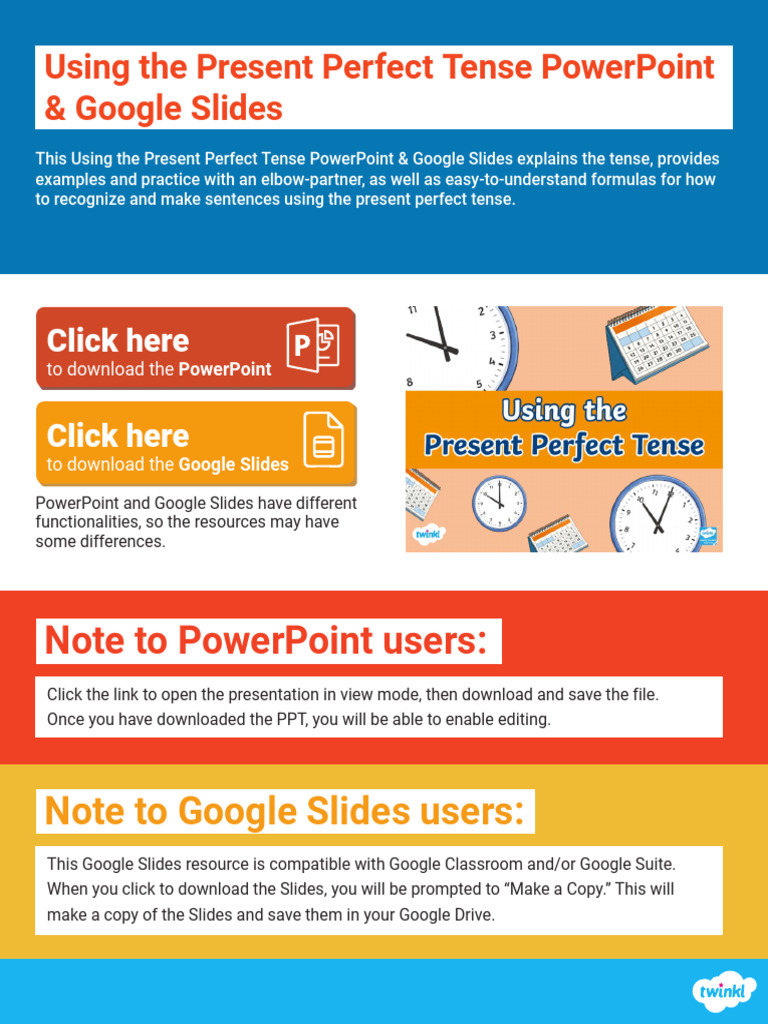 Using The Present Perfect Tense Powerpoint-Google-Slides | PDF | Career ...
