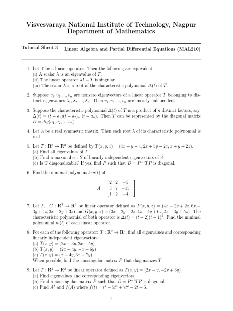 Assignment 3 | PDF | Eigenvalues And Eigenvectors | Mathematics