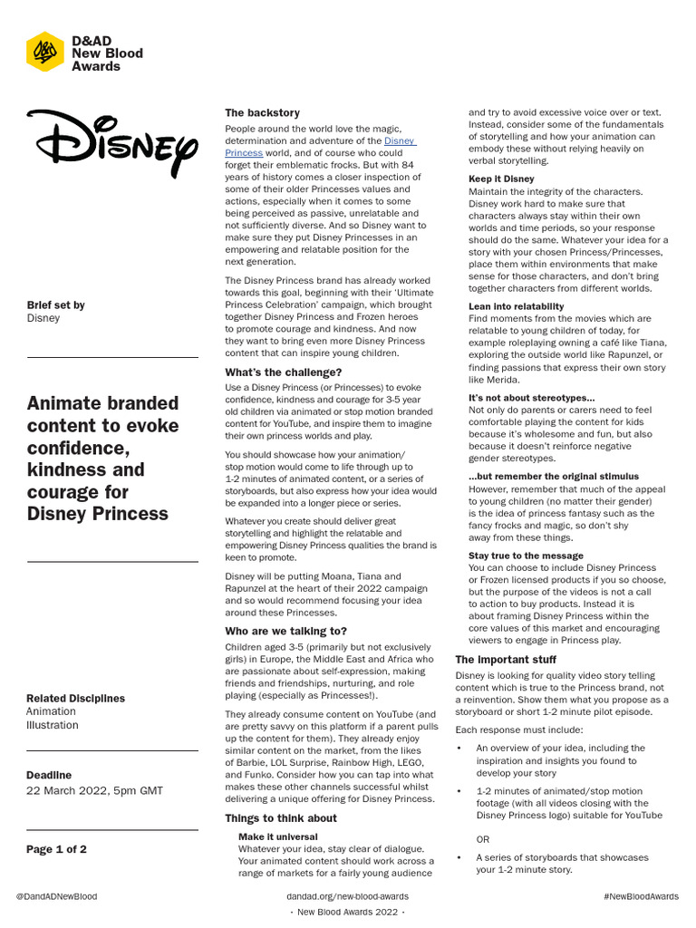 1. New Blood Awards 2022 - Disney Brief | PDF | The Walt Disney Company ...