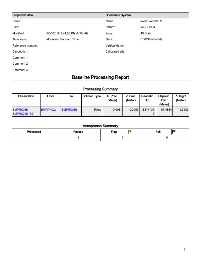 Baseline Processing Summary Report | PDF | Geographic Data And ...
