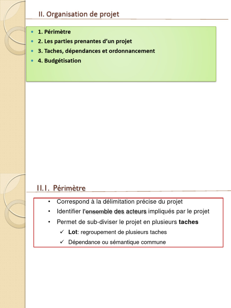 Organisation et parties prenantes de projet | PDF | Planification ...