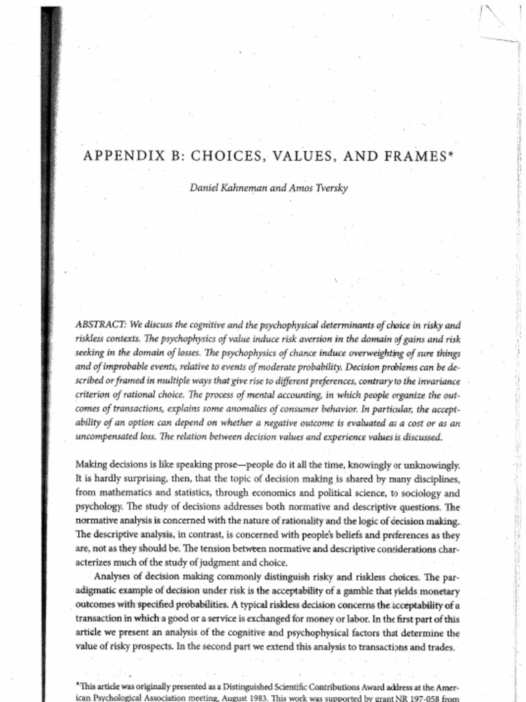 Appendix B - Choices Values Frames | PDF