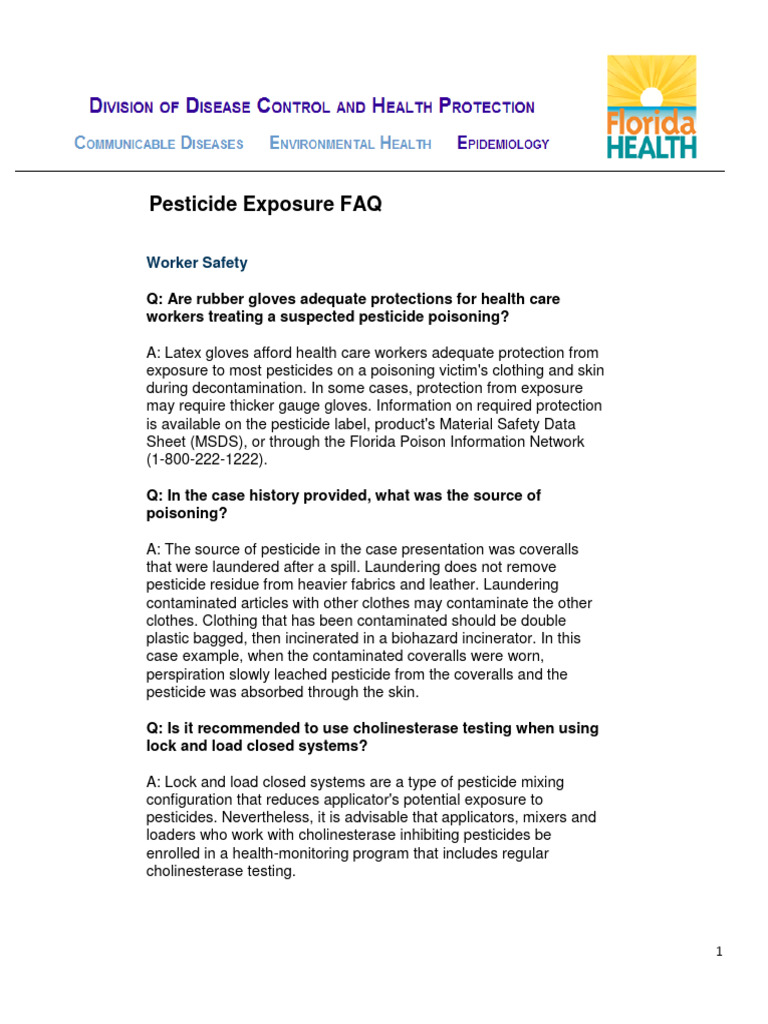 Pesticide Exposure Faq | Download Free PDF | Pesticide | Environmental ...