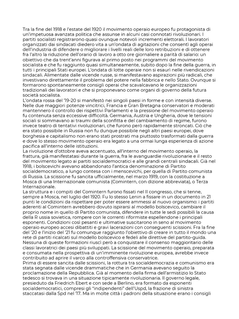 Il Biennio Rosso Europeo | PDF