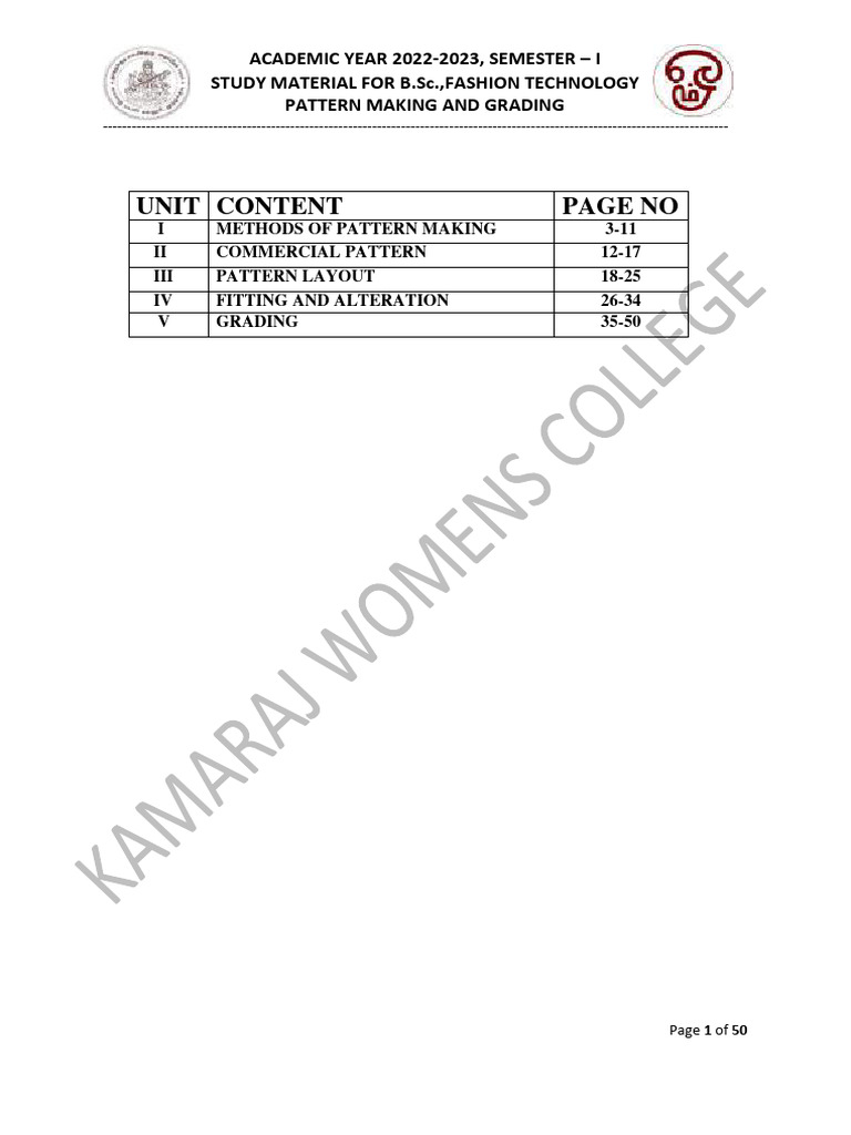 Pattern Making and Grading | PDF | Fashion | Clothing