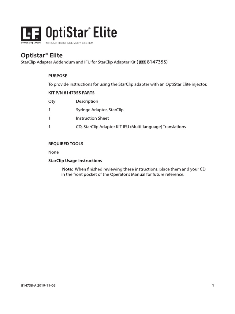 Optistar Adaptador Injector Contraste | PDF