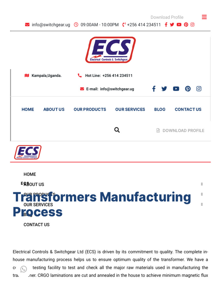 Transformers Manufacturing Process - Electrical Controls & Switchgear ...