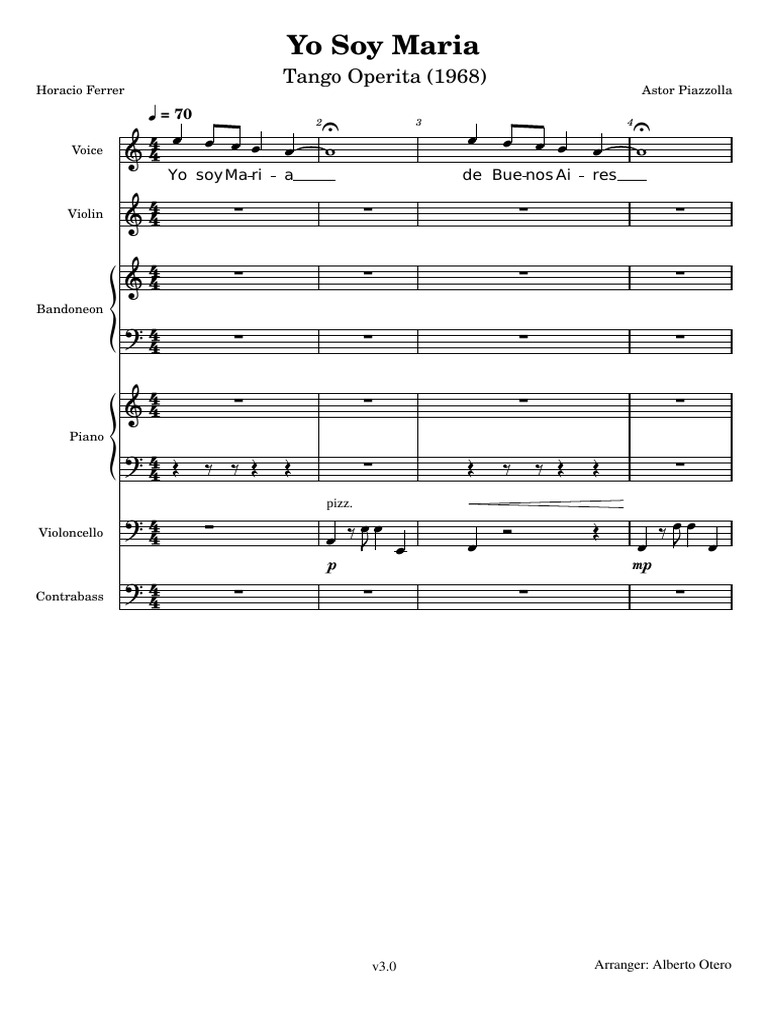 Yo Soy Maria-Astor Piazzolla | PDF | Tango | Composiciones Musicales