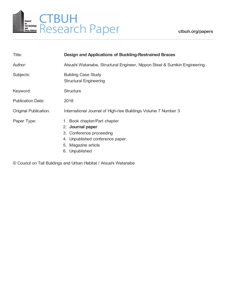 3802 Design and Applications of Buckling Restrained Braces | PDF ...