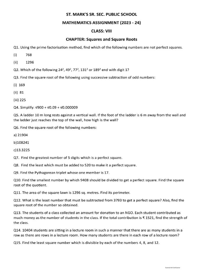 Assignment 1 Square n Square Roots | PDF